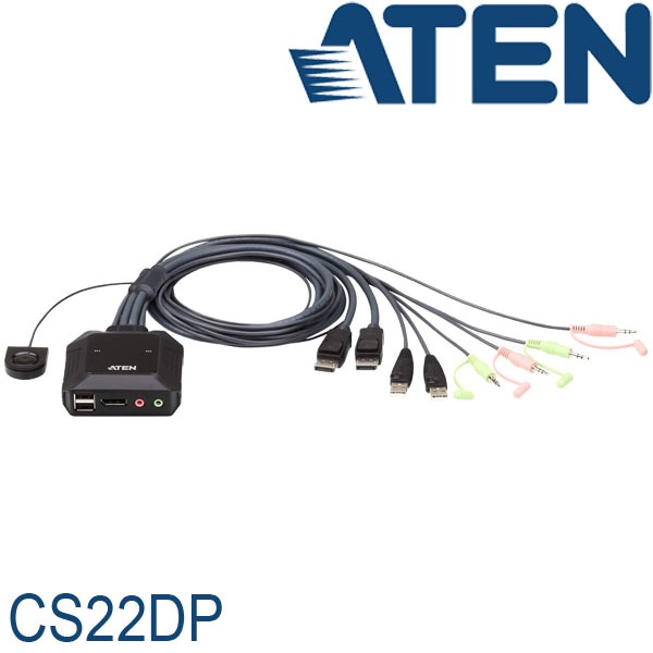 【3CTOWN】含稅附發票 ATEN CS22DP 2埠USB DisplayPort 帶線式切換器 KVM | 蝦皮購物