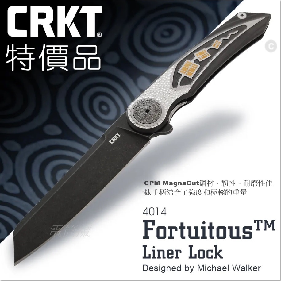 【電筒魔】限時特價 全新 公司貨 CRKT Fortuitous™ Liner Lock 折刀 ( 黑刃 ) #4014 | 蝦皮購物