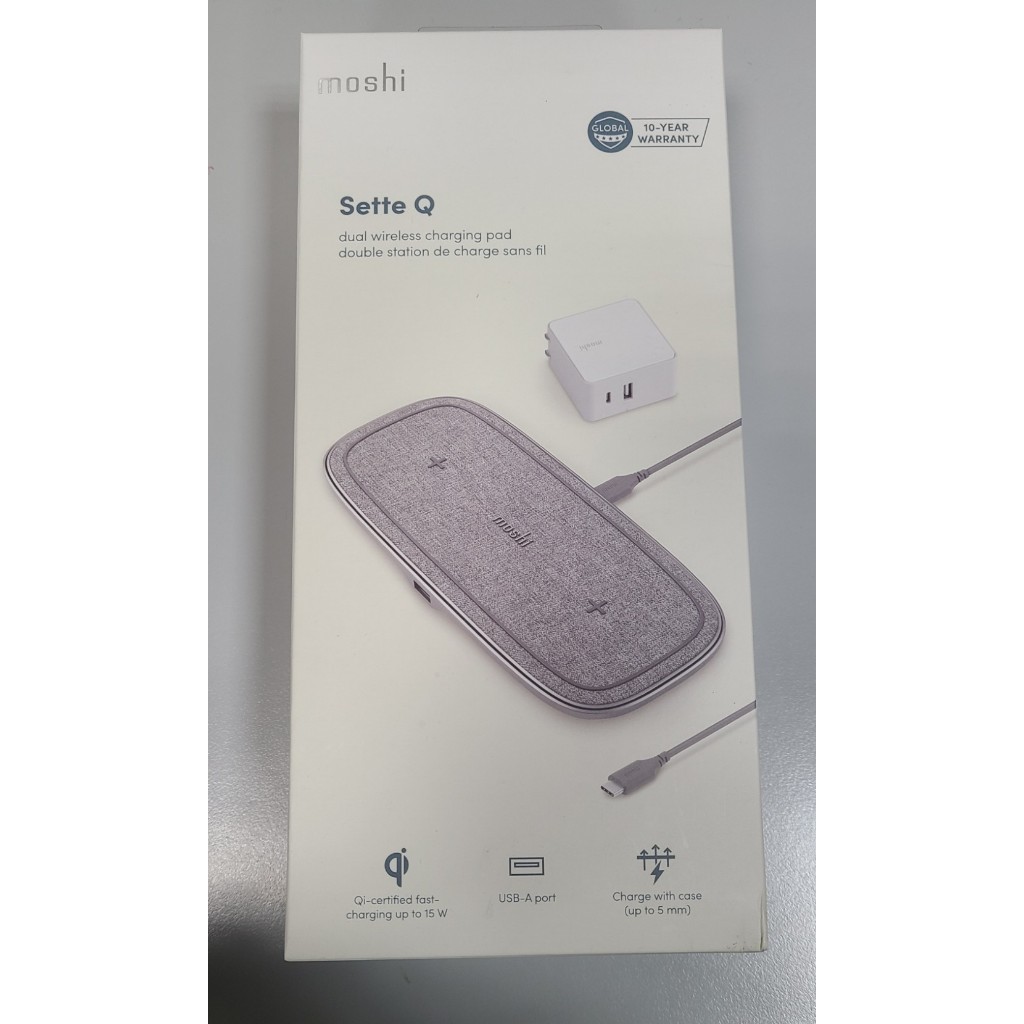 全新僅拆封檢查 moshi Sette Q 雙線圈 3用無線充電盤 附 45W 電源充電器 | 蝦皮購物
