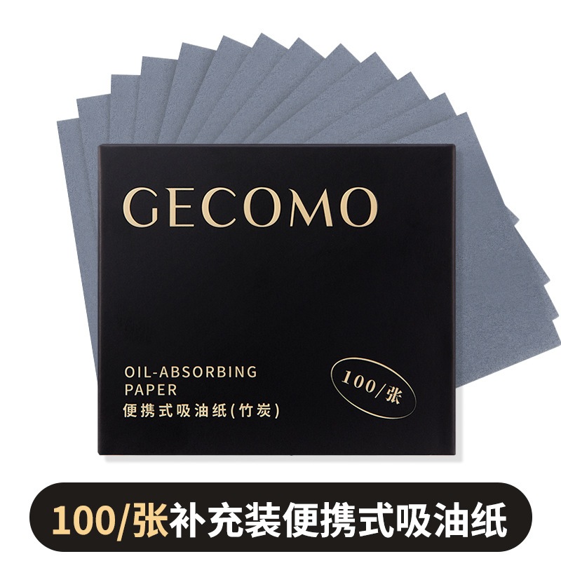 Suke.co 台灣現貨 GECOMO 吸油力 NO.1 不破壞臉妝 竹炭 吸油面紙 帶粉撲 鏡盒 粉撲 吸油面紙 | 蝦皮購物