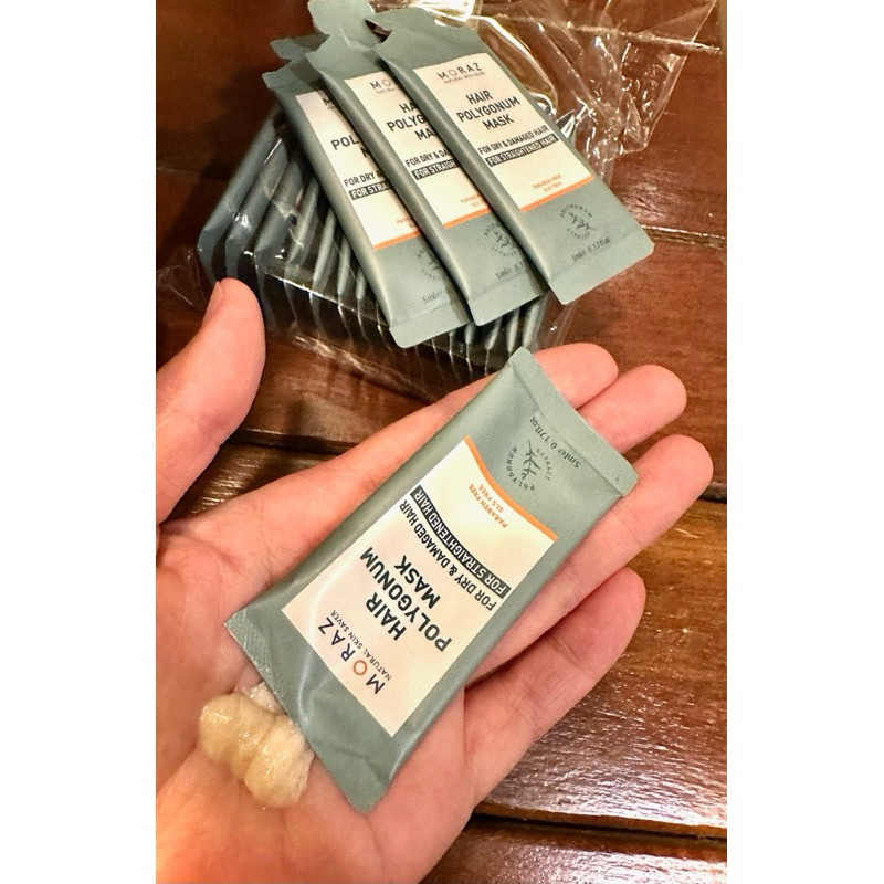 Moraz 茉娜姿草本亮澤修護髮膜 深層護髮 彈力滋養 Hair polygonum Mask 隨身包 5ml | 蝦皮購物