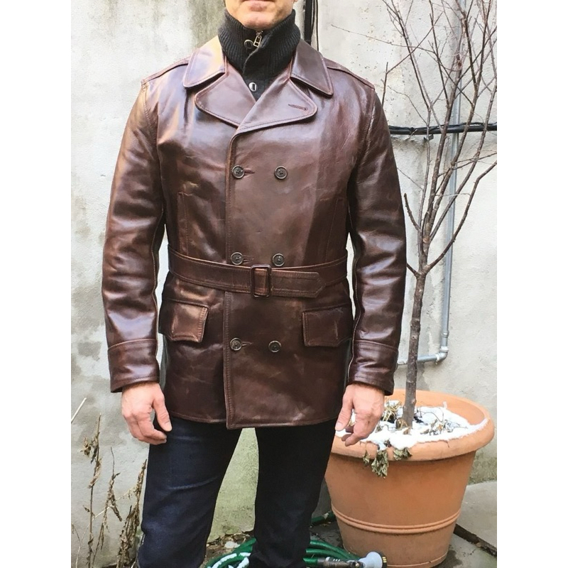 Aero Leather Mariner Coat Brown Horsehide 馬皮 短大衣 | 蝦皮購物