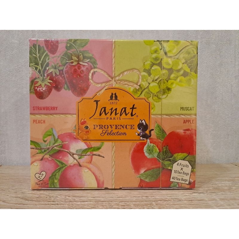 [有貨] 法國 Janat 普羅旺斯水果紅茶 茶包 草莓 水蜜桃 蘋果 葡萄 各10包 共40入一盒 | 蝦皮購物