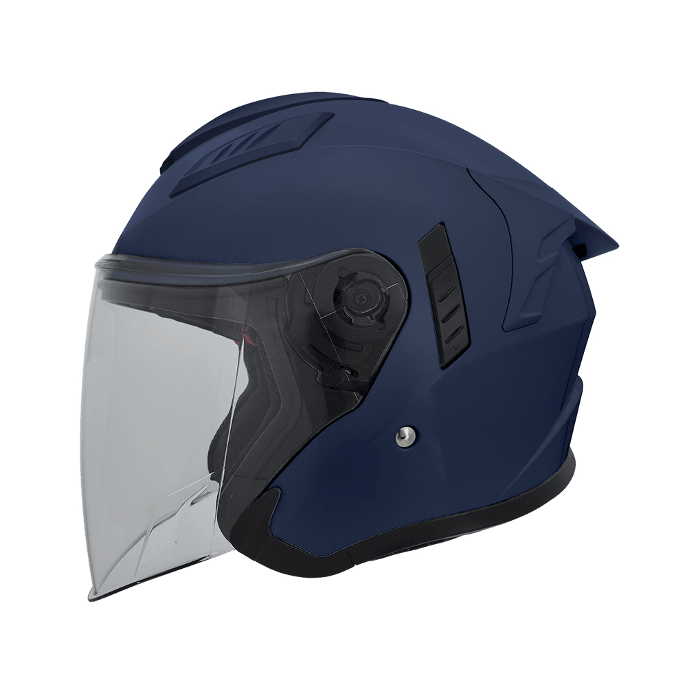 M2R VO-1 安全帽 VO1 素色 琉璃藍 加長鏡片 內襯可拆 內藏墨鏡 眼鏡溝槽 耳機槽 金屬排齒扣 4/3 半罩 | 蝦皮購物