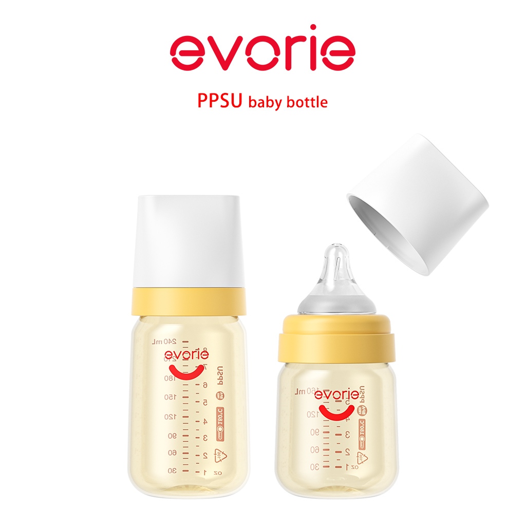 【evorie】PPSU 防脹氣寬口徑160/240/300mL 嬰兒奶瓶 | 不含多酚A | 蝦皮購物
