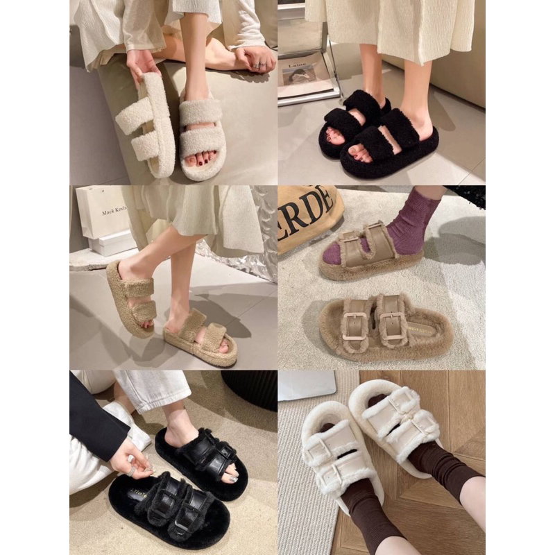 【Joyishoes】台灣出貨 雙帶毛毛拖鞋 平底拖鞋 厚底拖鞋 女生涼拖鞋 兩字帶涼拖鞋 室外拖鞋#951 301-7 | 蝦皮購物