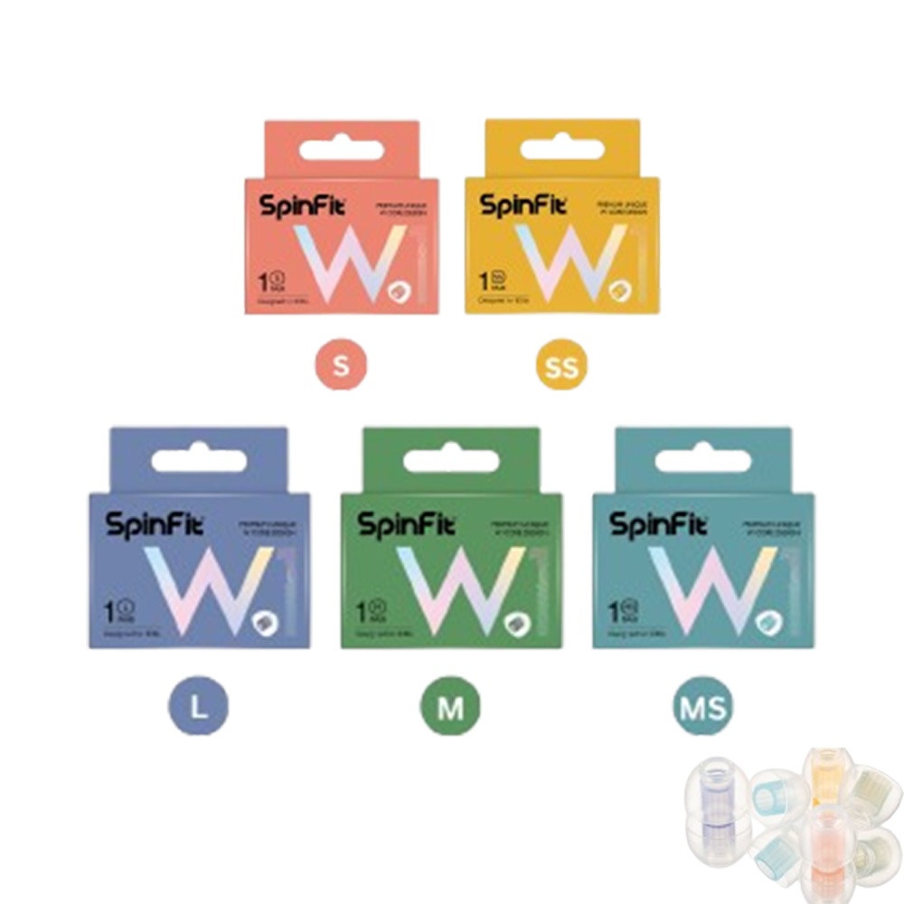 【SpinFit】W1 全新精美盒裝 一對 雙層芯 W形設計 真無線耳塞 矽膠耳塞 五種尺寸 | 蝦皮購物