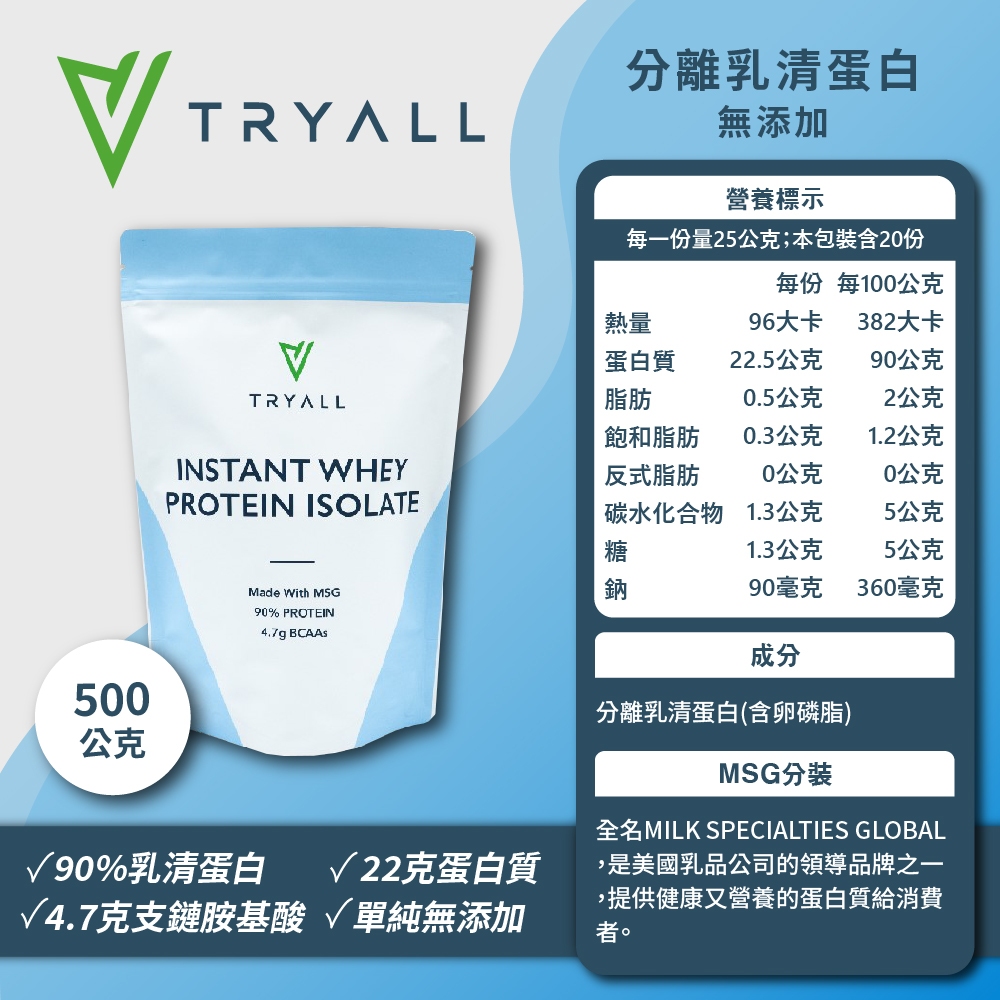 [台灣 Tryall] 乳清蛋白粉 高蛋白 濃縮 分離乳清 水解乳清 大豆蛋白 豌豆蛋白 MSG GLC分裝【巴弟商城】 | 蝦皮購物