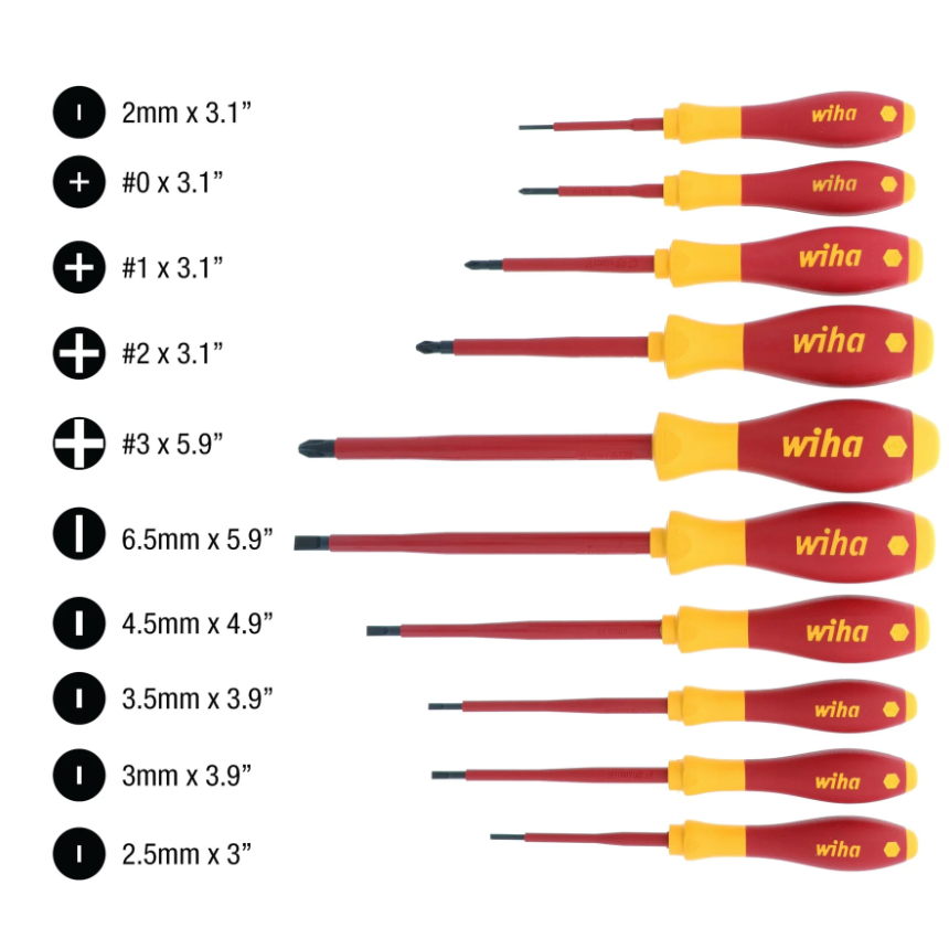含稅 德國 Wiha 絕緣緩衝握把一字起子 十字起子 細頭螺絲起子 10 件套裝 絕緣起子 抗高壓起子 | 蝦皮購物