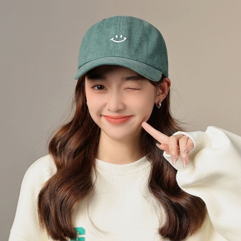 現貨｛Nini Korea｝笑臉刺繡棒球帽 鴨舌帽 情侶帽 多色 | 蝦皮購物