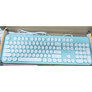 Esense K3700 復古圓形標準鍵盤 綠色 電腦鍵盤 PC鍵盤 有線鍵盤 時尚鍵盤 | 蝦皮購物