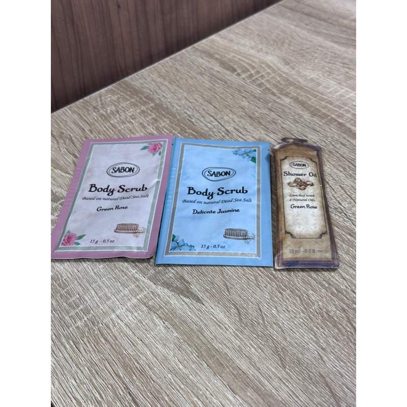 sabon 茉莉花語身體磨砂膏 以色列綠玫瑰身體磨砂膏 15g 綠玫瑰沐浴油 15ml 全新 專櫃 試用 旅行 | 蝦皮購物