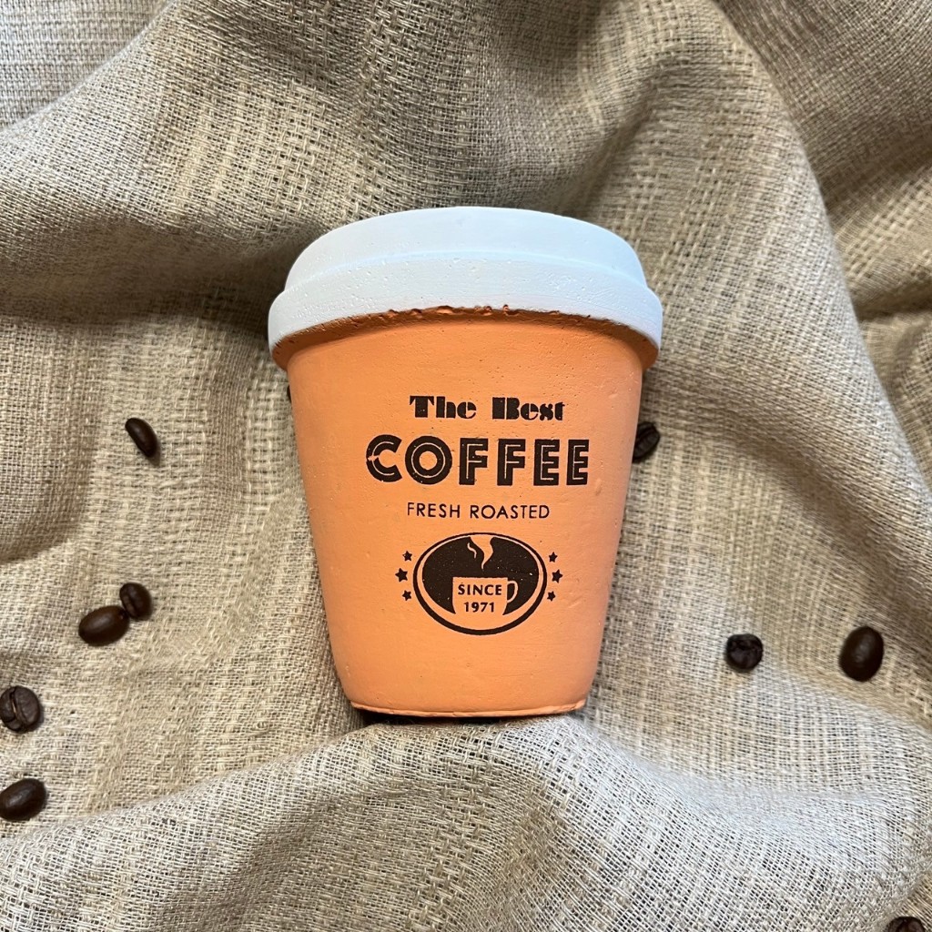 橘色外帶咖啡杯造型盆器/花器 | 蝦皮購物