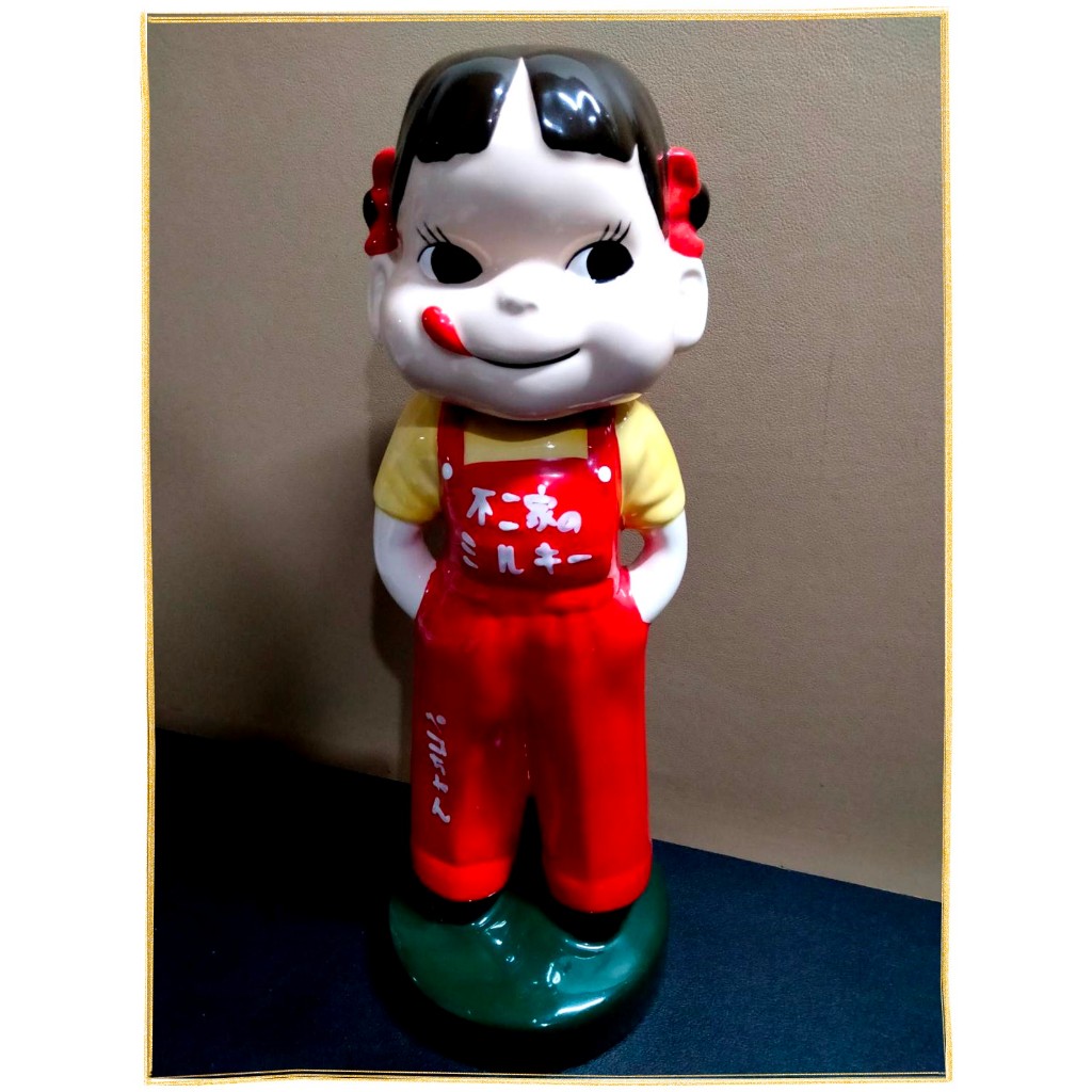 日本帶回早期正版絕版二手現貨無盒無袋-不二家PEKO牛奶妹首振陶瓷公仔-全高約30公分 | 蝦皮購物