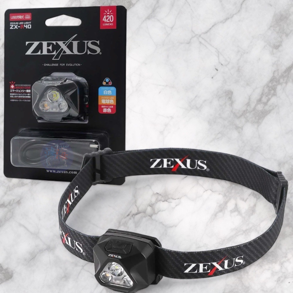 中壢鴻海釣具《FUJI-TOKI》 ZEXUS 富士燈器 ZX-R40 420流明 充電式頭燈 | 蝦皮購物