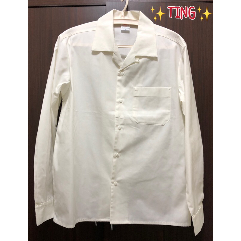 TING 】UNITED ATHLE WORKS 二手 男生 長袖 襯衫 M號 米白 深藍 | 蝦皮購物