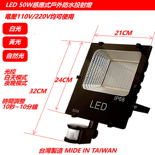 現貨【LED感應】 50W/戶外紅外線投射燈 高亮足瓦 照明燈 車庫燈10W/20W/30W/100W | 蝦皮購物
