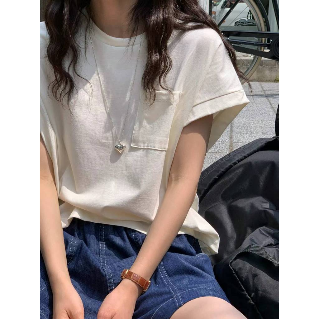 （全色已訂）Ricci 韓國服飾選品 | 預購 | 口袋中短版tee (4colors) | 蝦皮購物