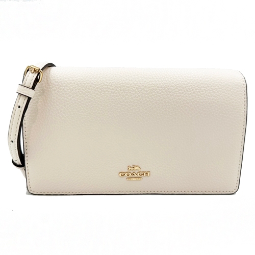 【COACH】素面牛皮長夾式WOC小斜背包(米白) | 蝦皮購物