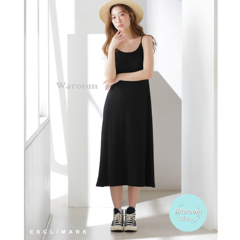 Waroom|可穿到XXL 售完不補 顯瘦包副乳坑條連身裙|女裝|大彈性|打底裙|A字裙|遮肉|細肩洋裝|休閒裙8011 | 蝦皮購物