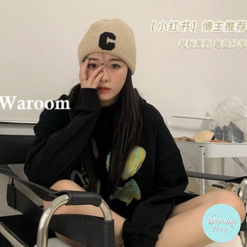 Waroom|現貨 P20 韓國大頭圍C字母毛線帽|男女帽|潮牌帽|針織帽|包頭帽|保暖帽|毛帽|童帽|月子帽|素顏帽 | 蝦皮購物