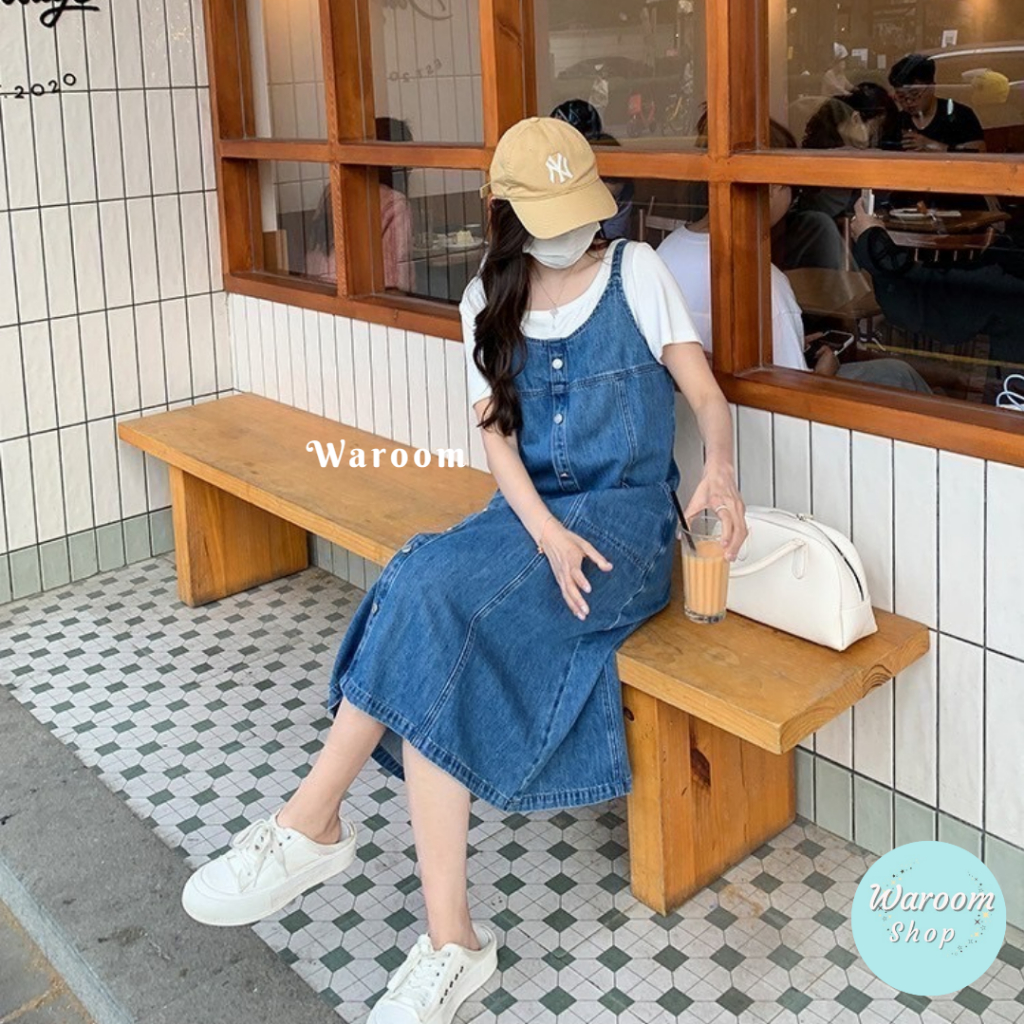 Waroom|高雄現貨 減齡可愛大口袋牛仔吊帶裙|女裝|連身裙|牛仔裙|背心裙|背帶裙|吊帶牛仔裙|牛仔洋|長裙 628 | 蝦皮購物
