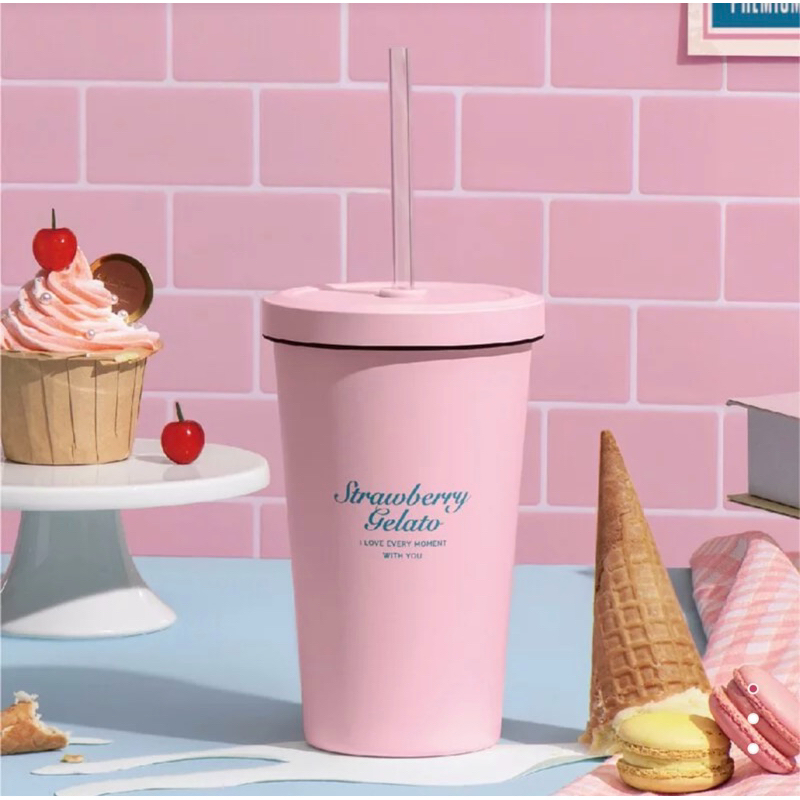 Oolab 冰淇淋系列 二代陶瓷易潔層吸管杯550ml 共三色 | 蝦皮購物