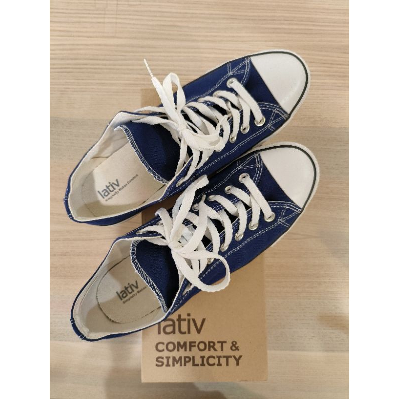 經典帆布鞋-男-藏青色，Lativ,米格。9US/27.5cm | 蝦皮購物