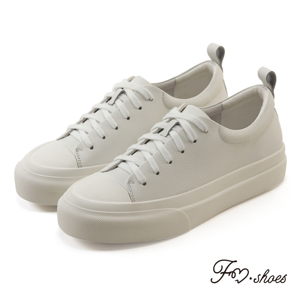 FM SHOES 簡約風柔軟真皮防潑水厚底小白鞋 白 | 蝦皮購物