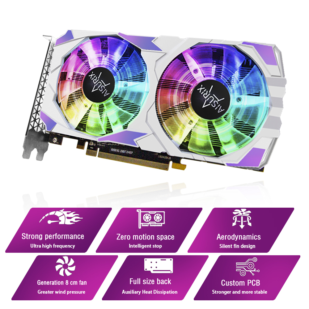 AISURIX RGB 發光顯卡 RX 580 8GB 顯示卡 ddr5 256位 2048SP 彩色電競版 RX580 | 蝦皮購物