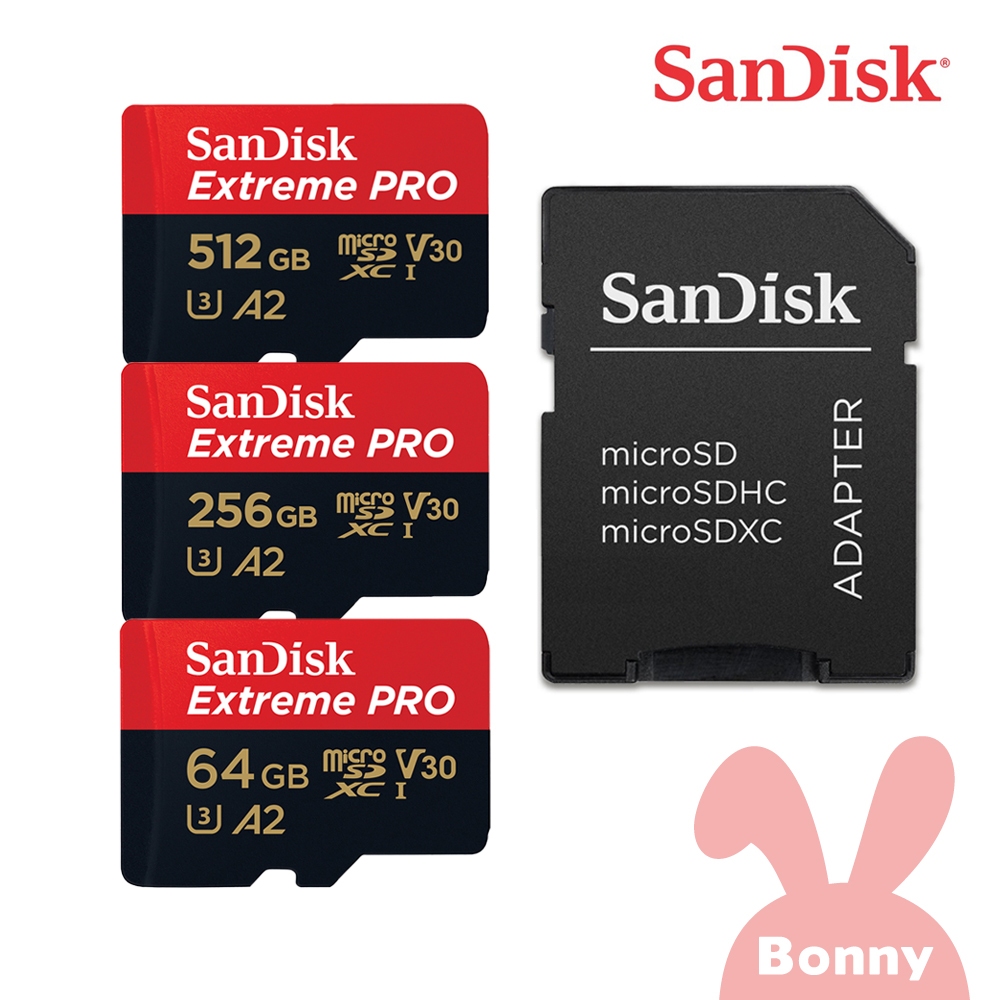 【SanDisk】Extreme PRO microSD記憶卡(附轉卡) 公司貨 紅黑卡 64G/256G/512G | 蝦皮購物