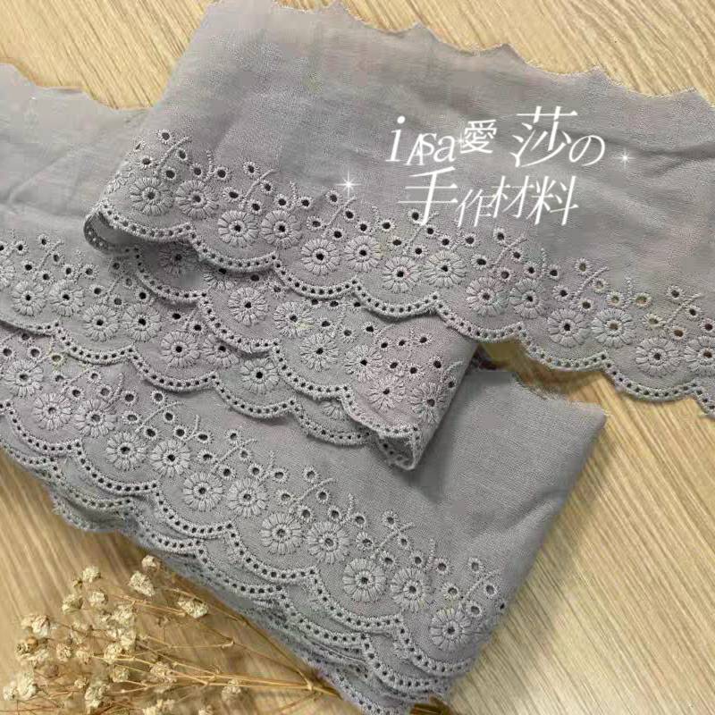 《iAsa愛莎の》手作材料 寬6~8cm復古灰色白色縷空刺繡棉布蕾絲花邊手工DIY服裝家窗簾床品拼接裝飾 | 蝦皮購物