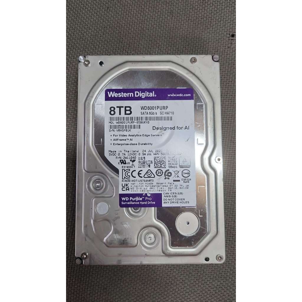 含稅 紫標 PRO WD 8TB 8T 8000GB 保固1個月 WD8001PURP 11H555 | 蝦皮購物
