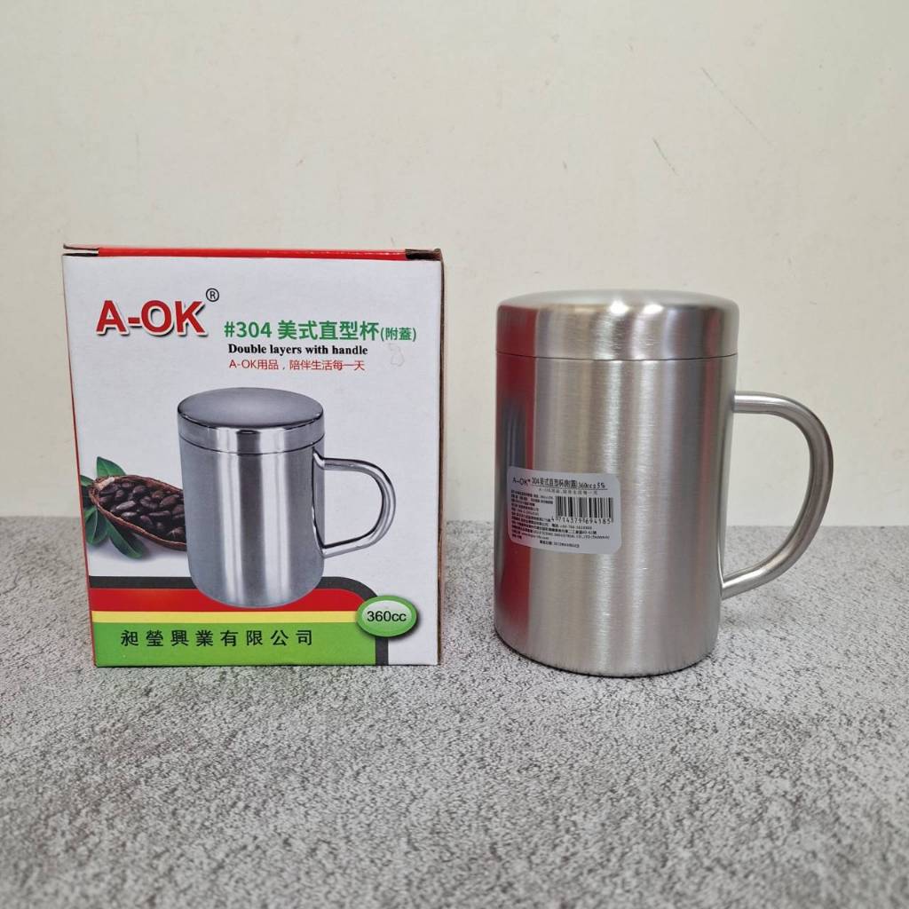 AOK304不鏽鋼雙層隔熱美式咖啡杯 隔熱杯 咖啡杯(附蓋) | 蝦皮購物