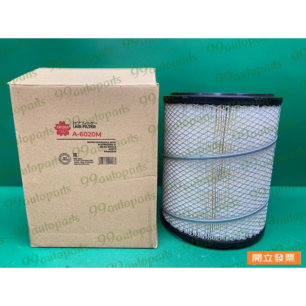 【汽車零件專家】五十鈴 一路發 3.5T 150P A-6020M 濾芯 濾芯 空氣芯 空氣濾芯 空氣濾清器 櫻花牌 | 蝦皮購物
