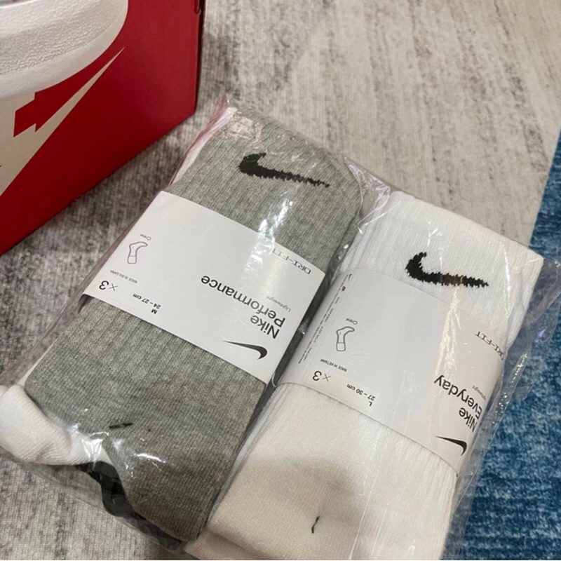 【全新現貨】【3樣商品合售】Nike cotton socks 白底黑勾 灰底黑勾 黑底白勾 XL SX7664-964 | 蝦皮購物
