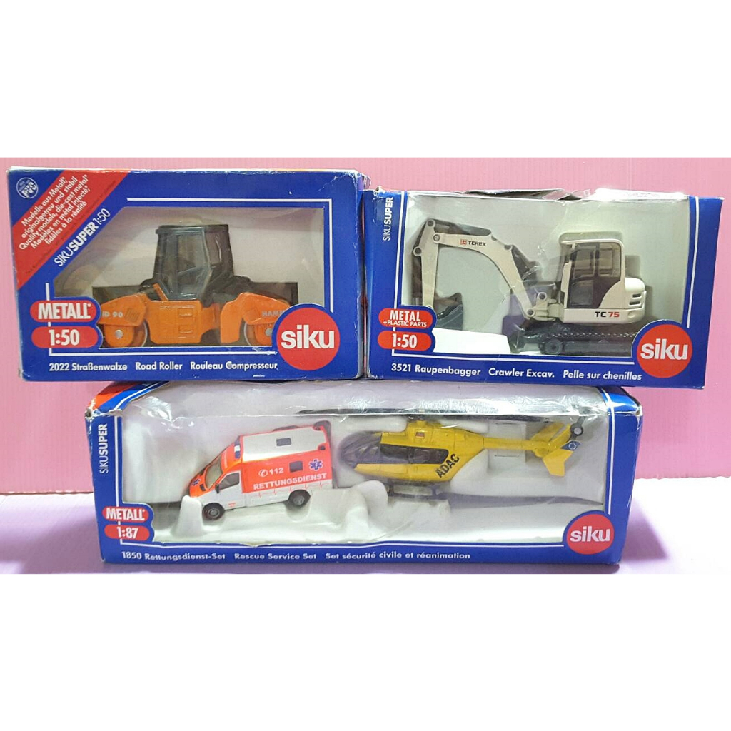 Mika💛SIKU 1850 救援服務組（詳說明，請不介意再下標），2022 壓路機，3521 白色挖土機（全新盒損） | 蝦皮購物