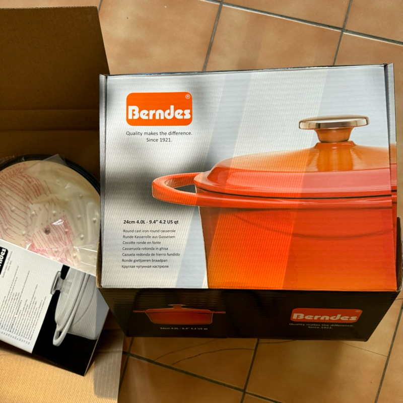 全新 橘紅色 Berndes 鑄鐵鍋 24cm | 蝦皮購物