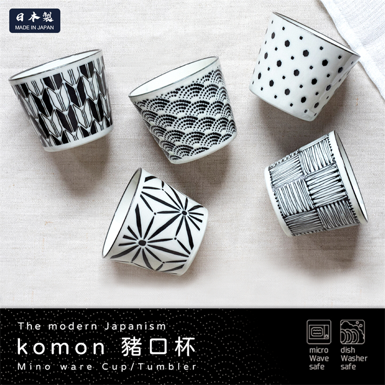 日本製美濃燒【AWASAKA】komon 豬口杯(麻葉/矢絣/豆絞/青海波/市松) 水杯 日式口杯 茶杯 圓口杯 甜點杯 | 蝦皮購物