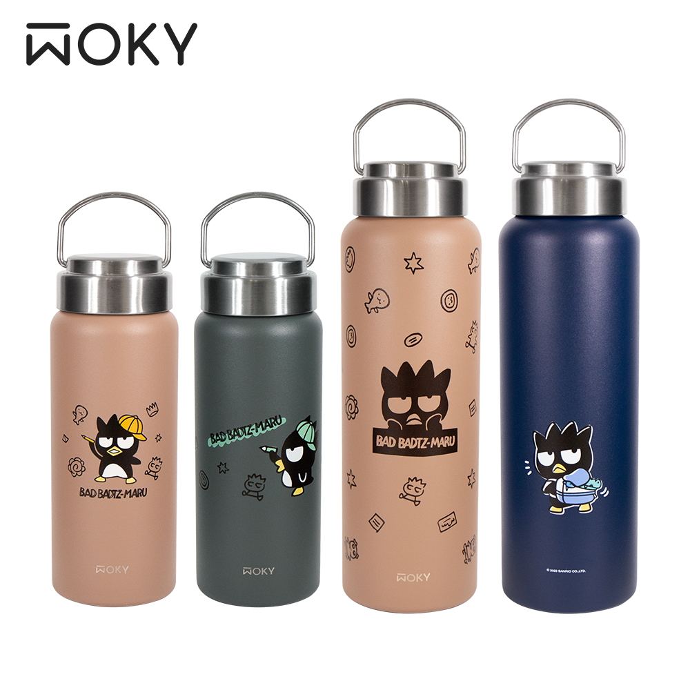 【WOKY X 三麗鷗】酷企鵝聯名 提手輕芯鈦瓷易潔層保溫瓶500ml/800ml | 蝦皮購物