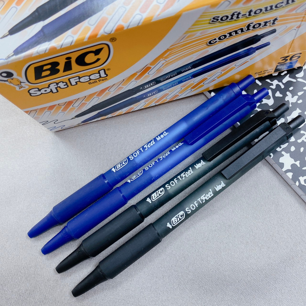 🇺🇸【現貨】Bic Soft Feel Ball Pens Med. 圓珠按壓筆 美國銷售冠軍 超好寫 黑/藍 原子筆 | 蝦皮購物