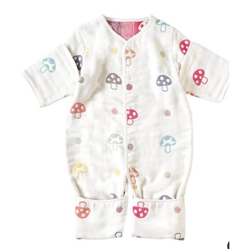 全新未拆hoppetta蘑菇六層紗可拆袖成長型睡袍（～7y) | 蝦皮購物