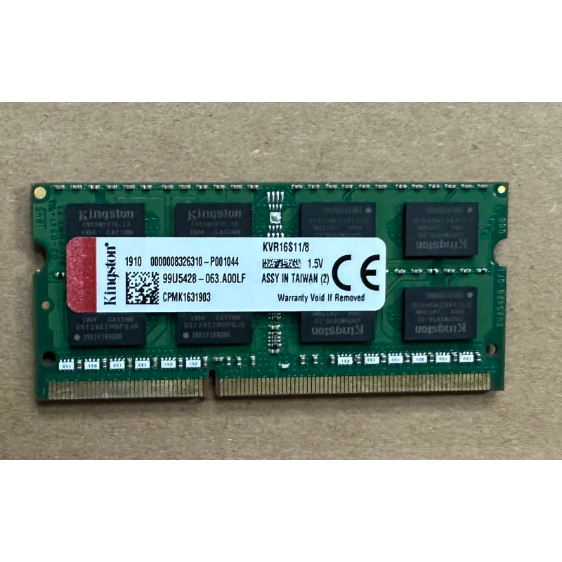 中古 二手 良品 筆電記憶體 金士頓 DDR3 1600 8G 1.5V 雙面顆粒 功能正常 可以開機 | 蝦皮購物