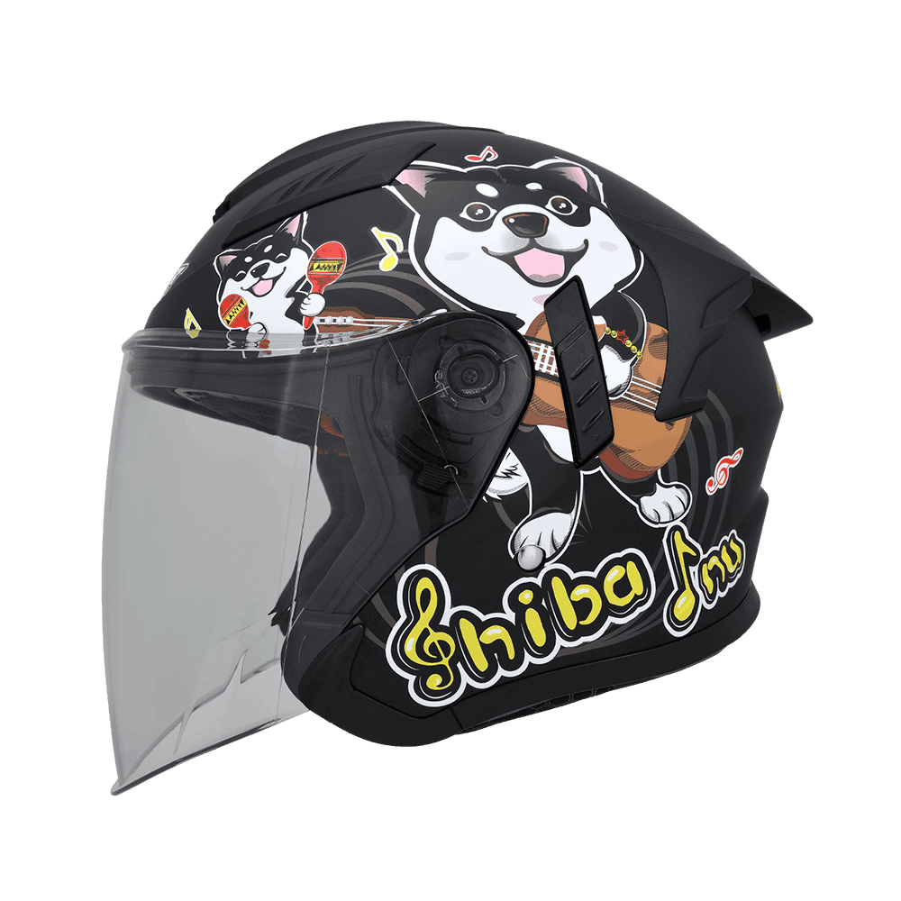 M2R VO-1 安全帽 VO1 #3 柴犬 消光黑 加長鏡片 內藏墨鏡 眼鏡溝槽 耳機槽 金屬排齒扣 半罩 | 蝦皮購物