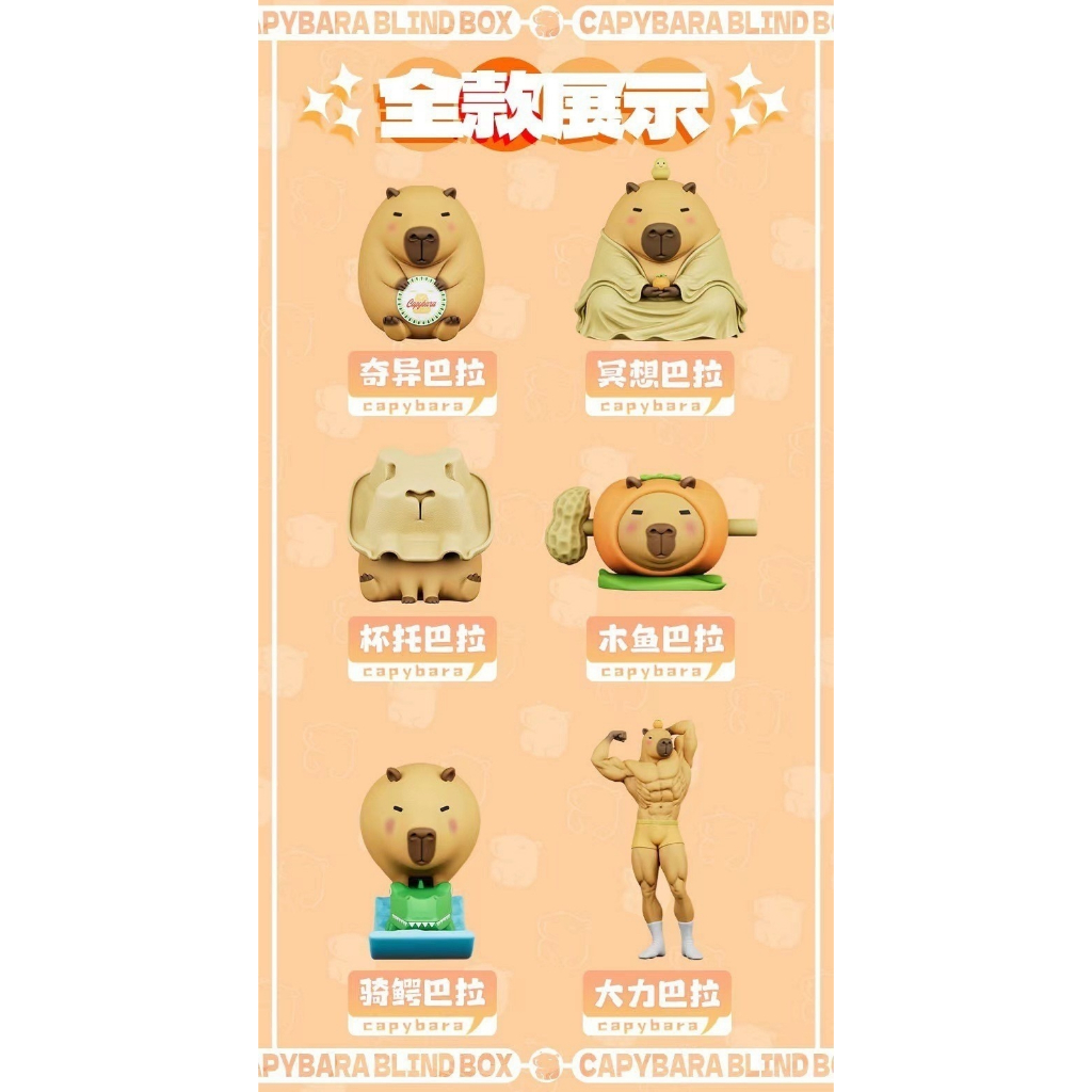 【M.M小舖】『現貨』盒玩 LUCK MOAI 卡皮巴拉 水豚 卡皮 巴拉 公仔 盲抽 盲盒 一中盒6入 | 蝦皮購物