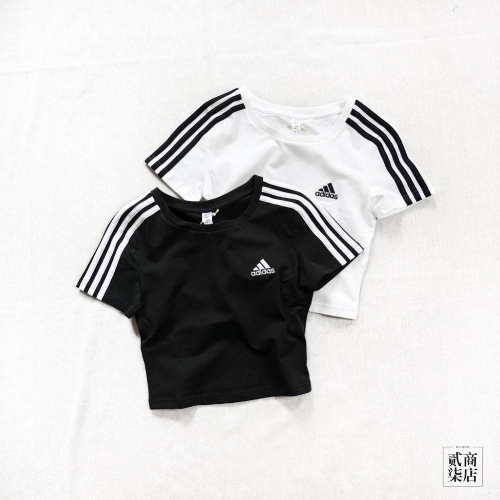 貳柒商店) ADIDAS 3S BABY TEE 女款 三線 短版 短袖 刺繡 白色 IR6112 黑色 IR6111 | 蝦皮購物