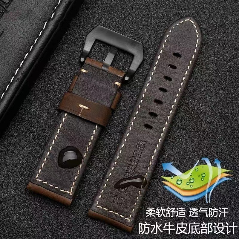 代用沛納海 PAM1135 1074 441 迪塞 DZ7414 復古瘋馬牛皮男 24mm | 蝦皮購物