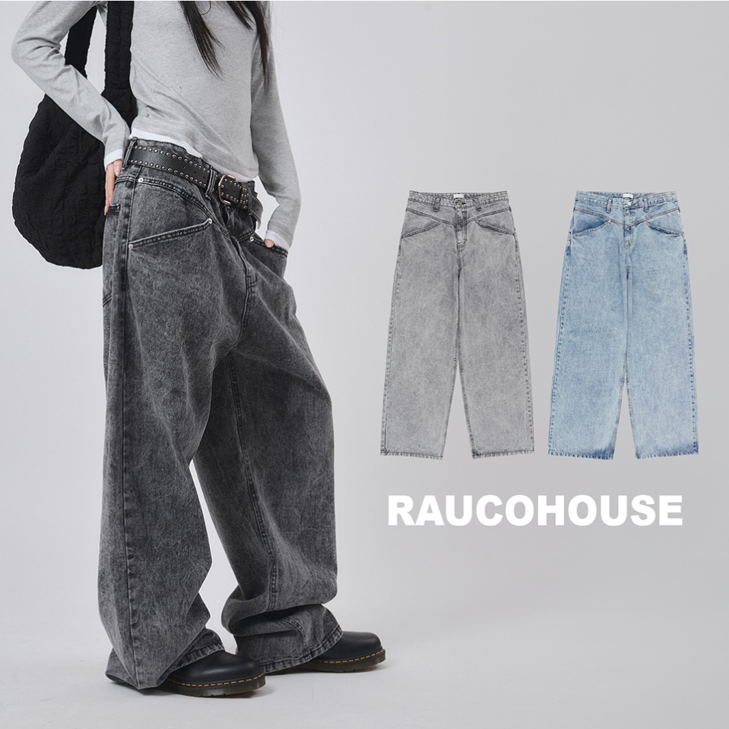【JIN】現貨！RAUCOHOUSE 重工 水洗 裁線口袋 設計牛仔褲 | 蝦皮購物