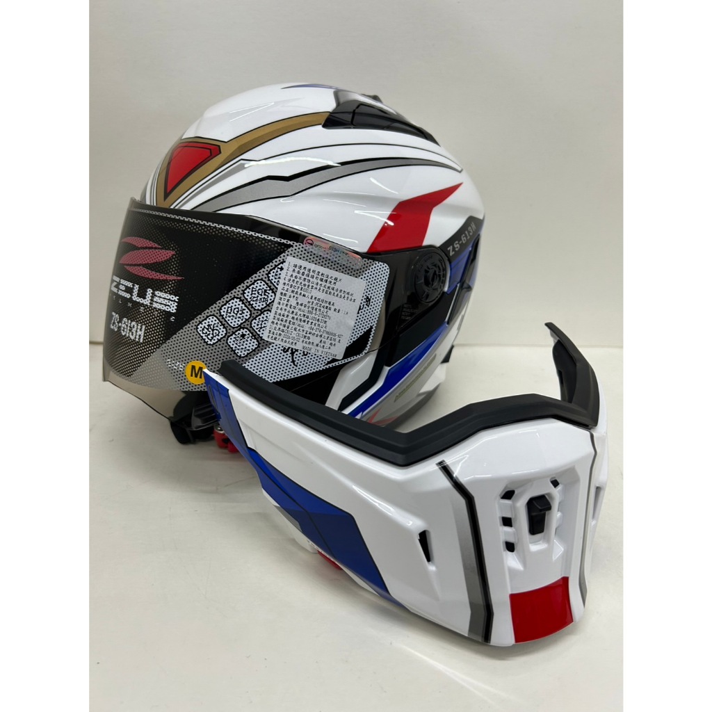 【買帽子送超值贈品】ZEUS ZS-613H AJ45彩繪 白藍 鋼彈 附新式面甲 半罩式 內鏡片 台中倉儲安全帽 | 蝦皮購物