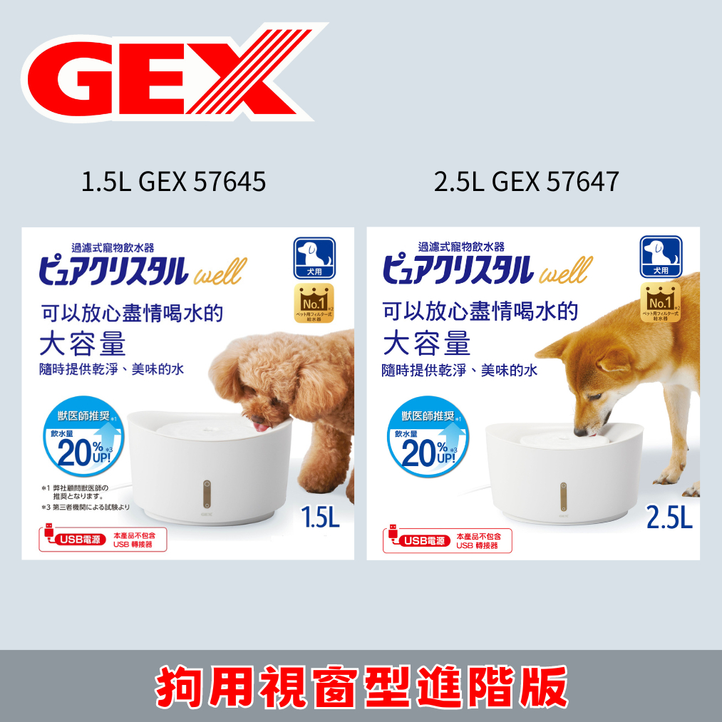 日本GEX 視窗型進階版1.5L/2.5L飲水機/狗/DC馬達低水位自動停止運作/軟水過濾棉 新款 usb | 蝦皮購物